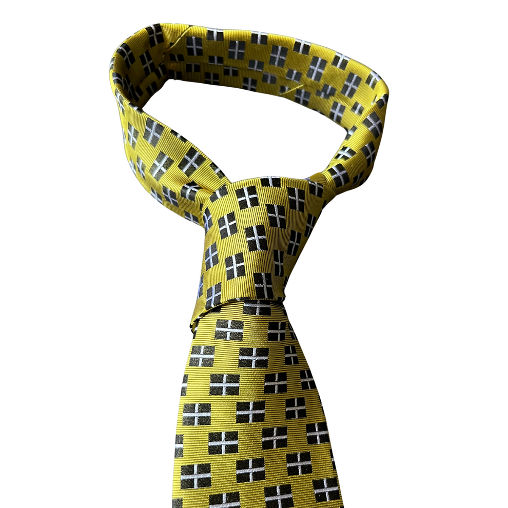 100% Silk Cornish St Piran's Flag Silk Tie Gold – Boutique Cornwall